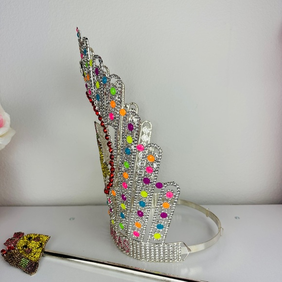 Other | Real Beauty Queen Pageant Big Rhinestone Tacos Sparkle Crown ...
